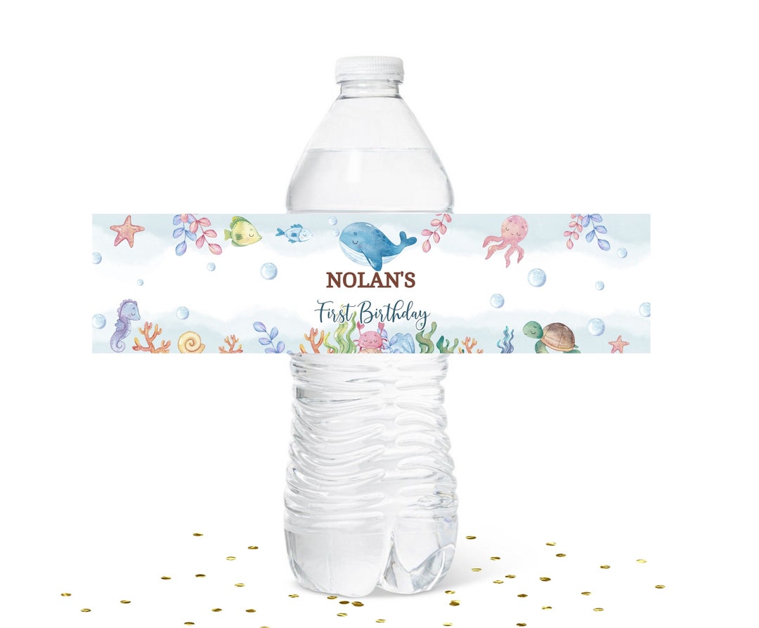 Editable Under the Sea Water Bottle Label, Oneder the Sea Birthday ...