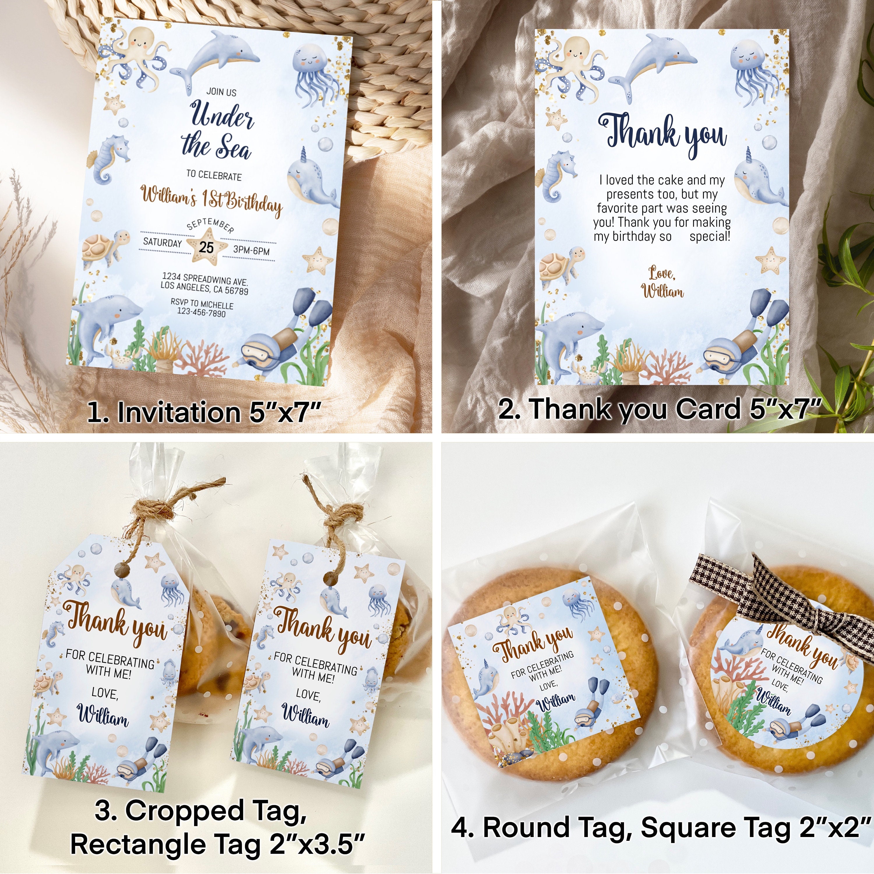 Editable Under the Sea Birthday Bundle Template, Oneder the Sea Party ...