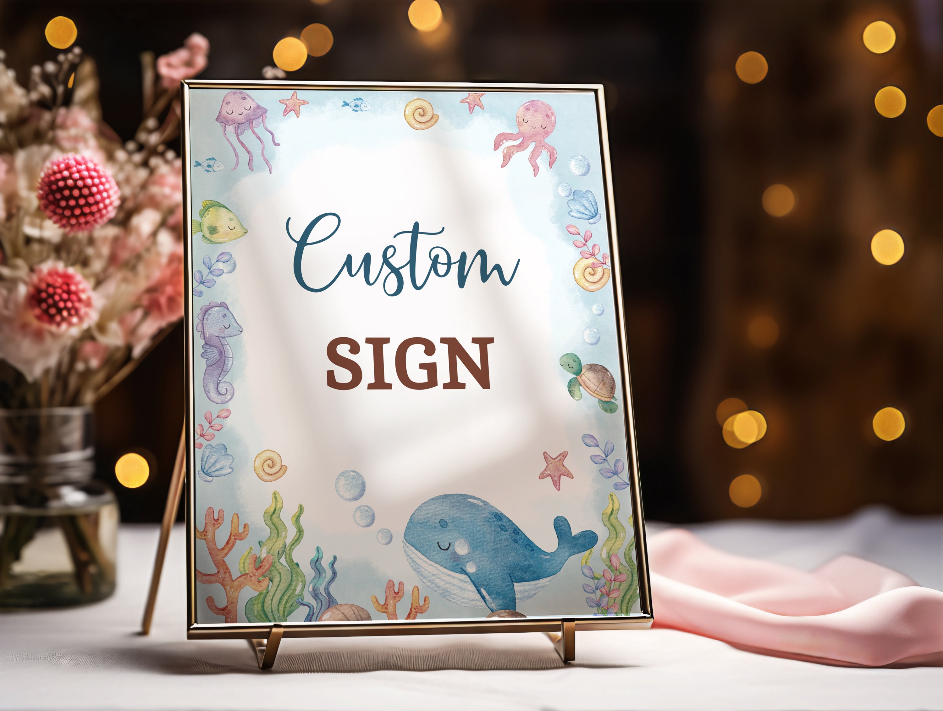Editable Under the Sea Welcome Sign, Oneder the Sea Custom Sign, First ...