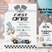Editable Race Car First Birthday Invitation Template, Racing Car Fast ...