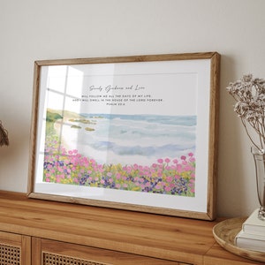 Surely Goodness and Love Psalm 23:6 Christian Watercolor Coastal ...
