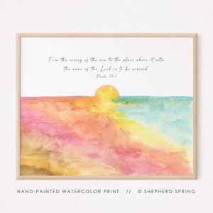 Watercolor Sunrise Painting Christian MODERN Colorful Wall Art Print ...