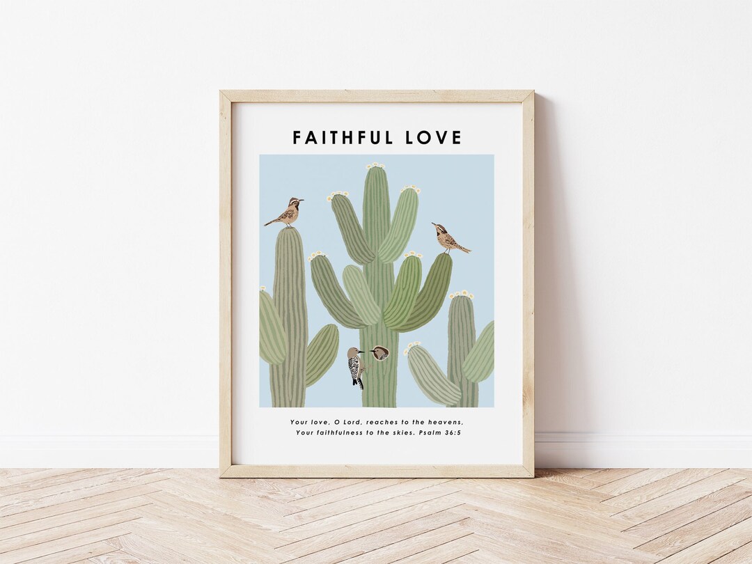 Christian Desert Cactus Wall Art Print Cactus Flowers Scripture Artwork ...