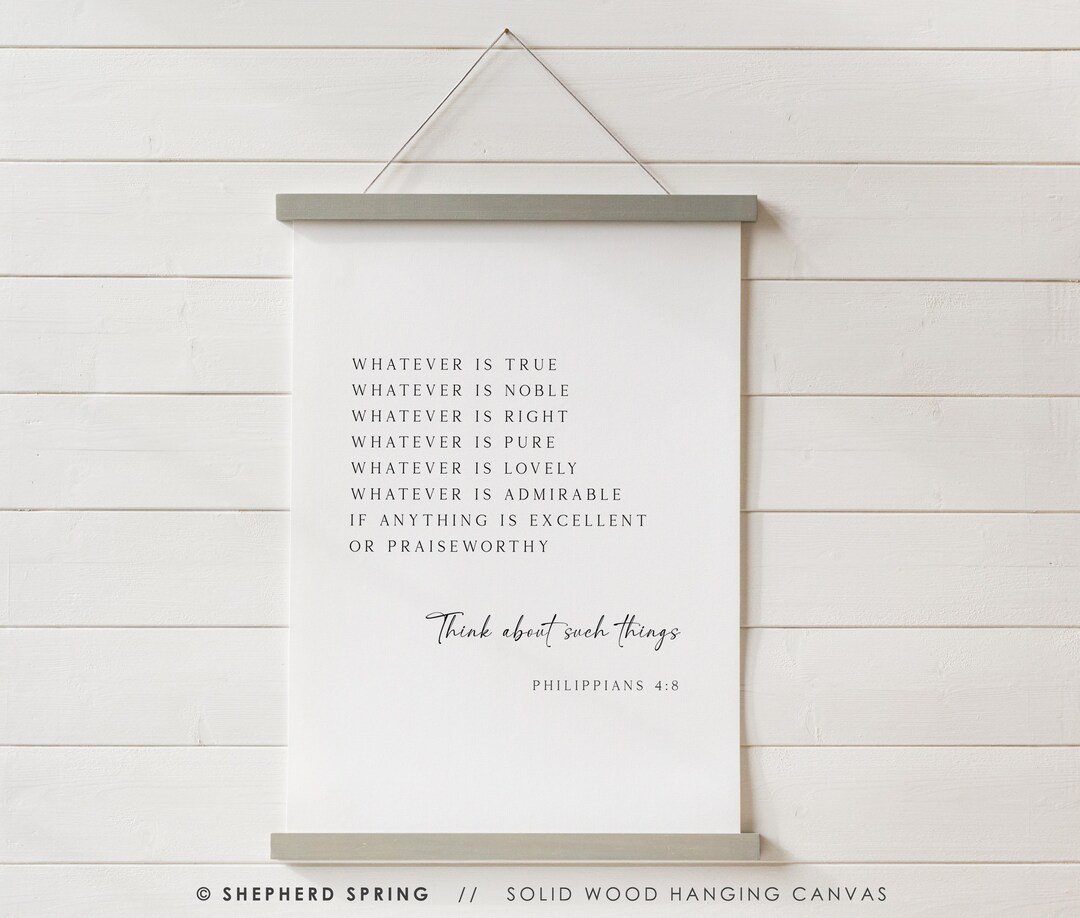 Whatever is True Philippians 4:8 Bible Verse Wall Art Hanging Canvas ...