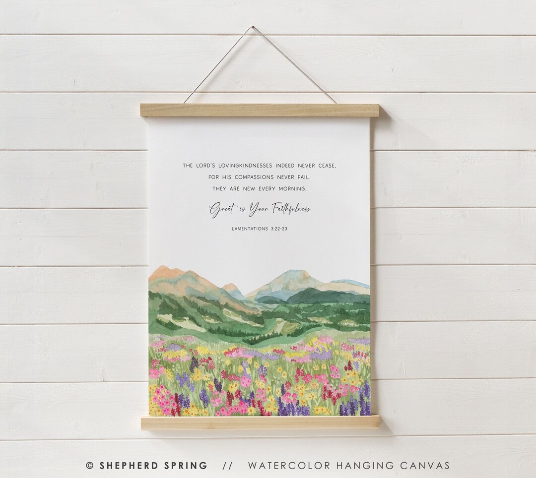 Custom Christian Art Print Hanging Canvas Frame Lamentations 3:22-23 ...