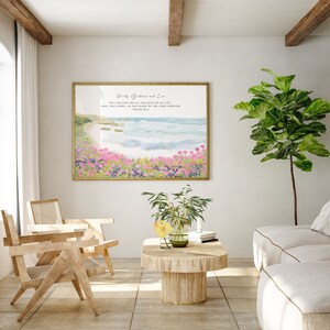 Surely Goodness and Love Psalm 23:6 Christian Watercolor Coastal ...