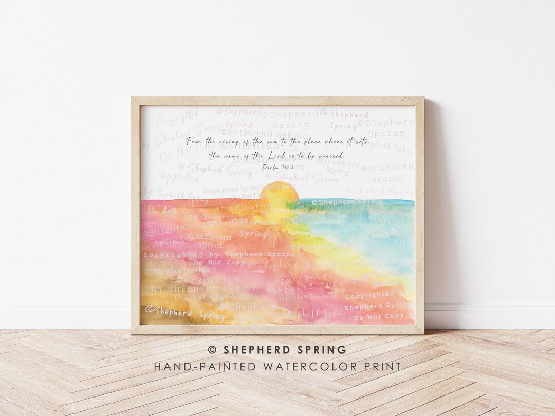 Watercolor Sunrise Painting Christian MODERN Colorful Wall Art Print ...