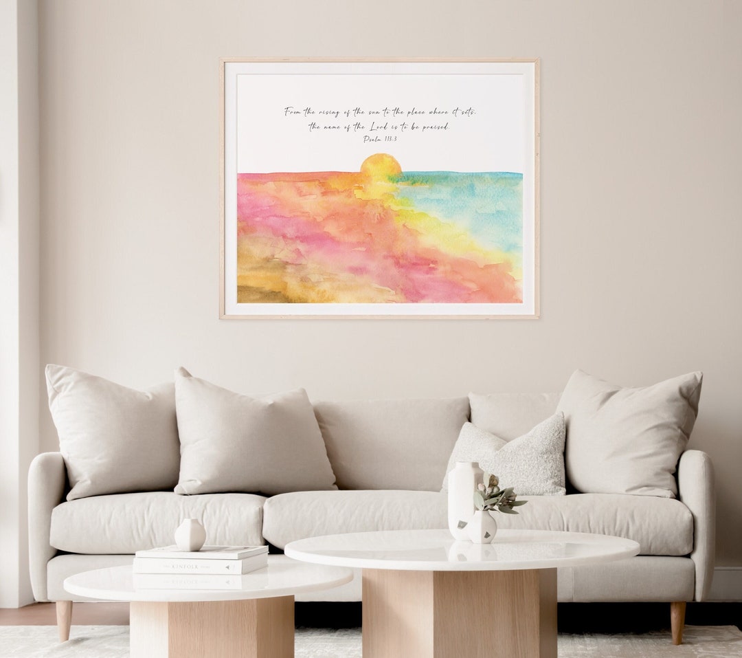 Watercolor Sunrise Painting Christian MODERN Colorful Wall Art Print ...