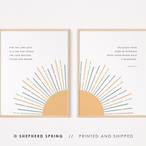 Christian Sun Rays MODERN Wall Art Set of TWO Psalm 84:11 - Etsy