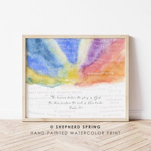 The Heavens Declare the Glory of God, Psalm 19:1, Christian Art, Scripture Watercolor Art Print ...
