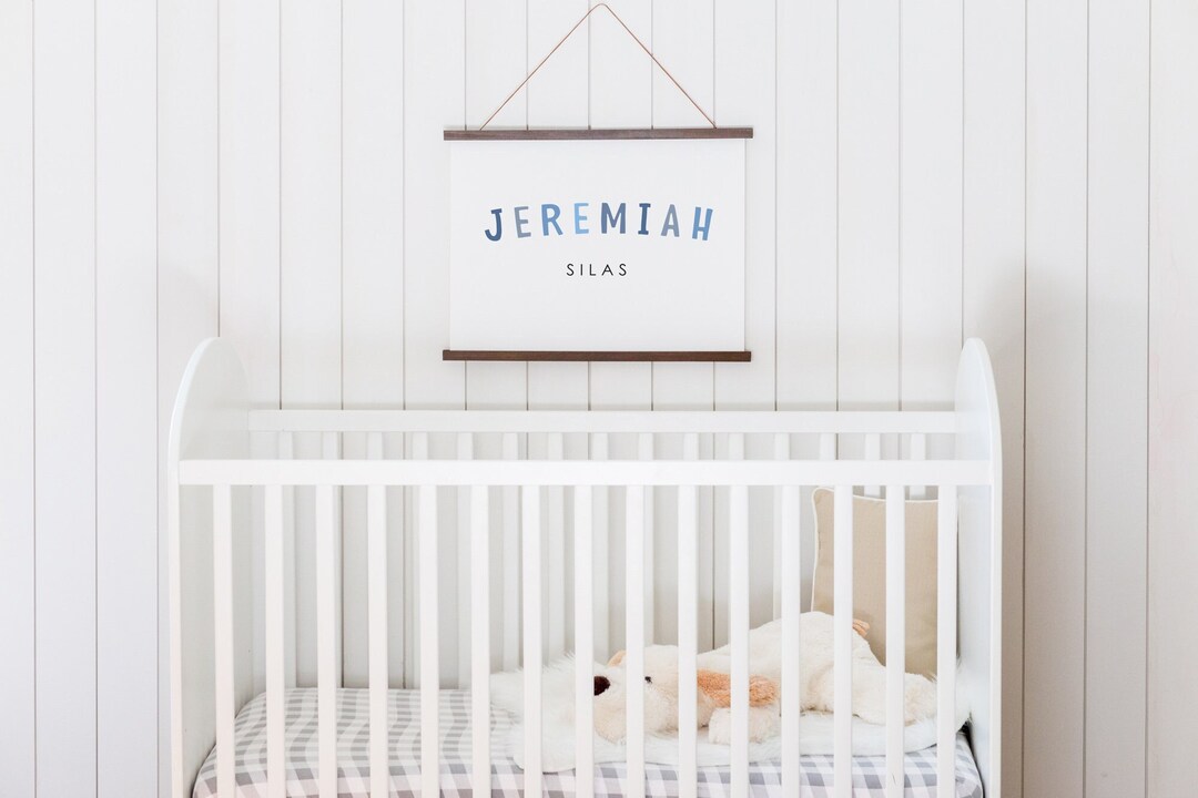 Personalized Baby Name Sign Hanging Canvas Banner Nursery Custom Baby ...