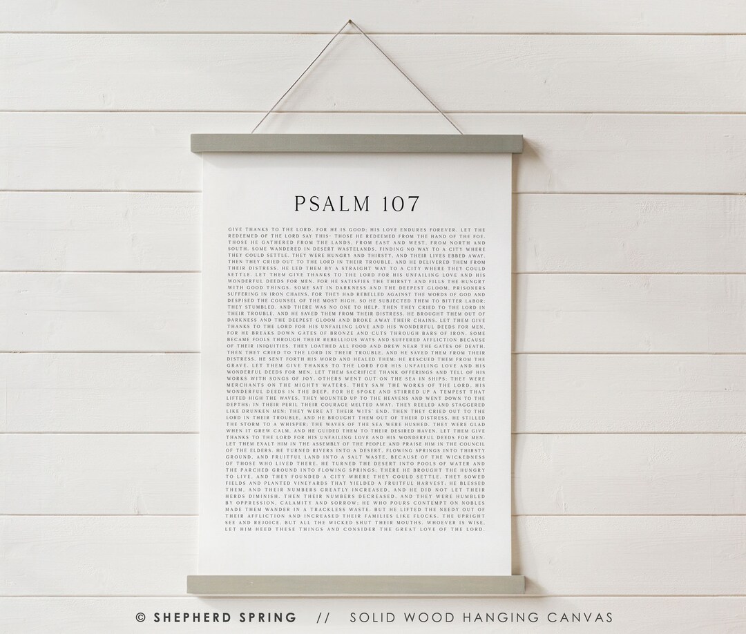 Give Thanks to the Lord - Psalm 107, Christian Art Hanging Canvas ...