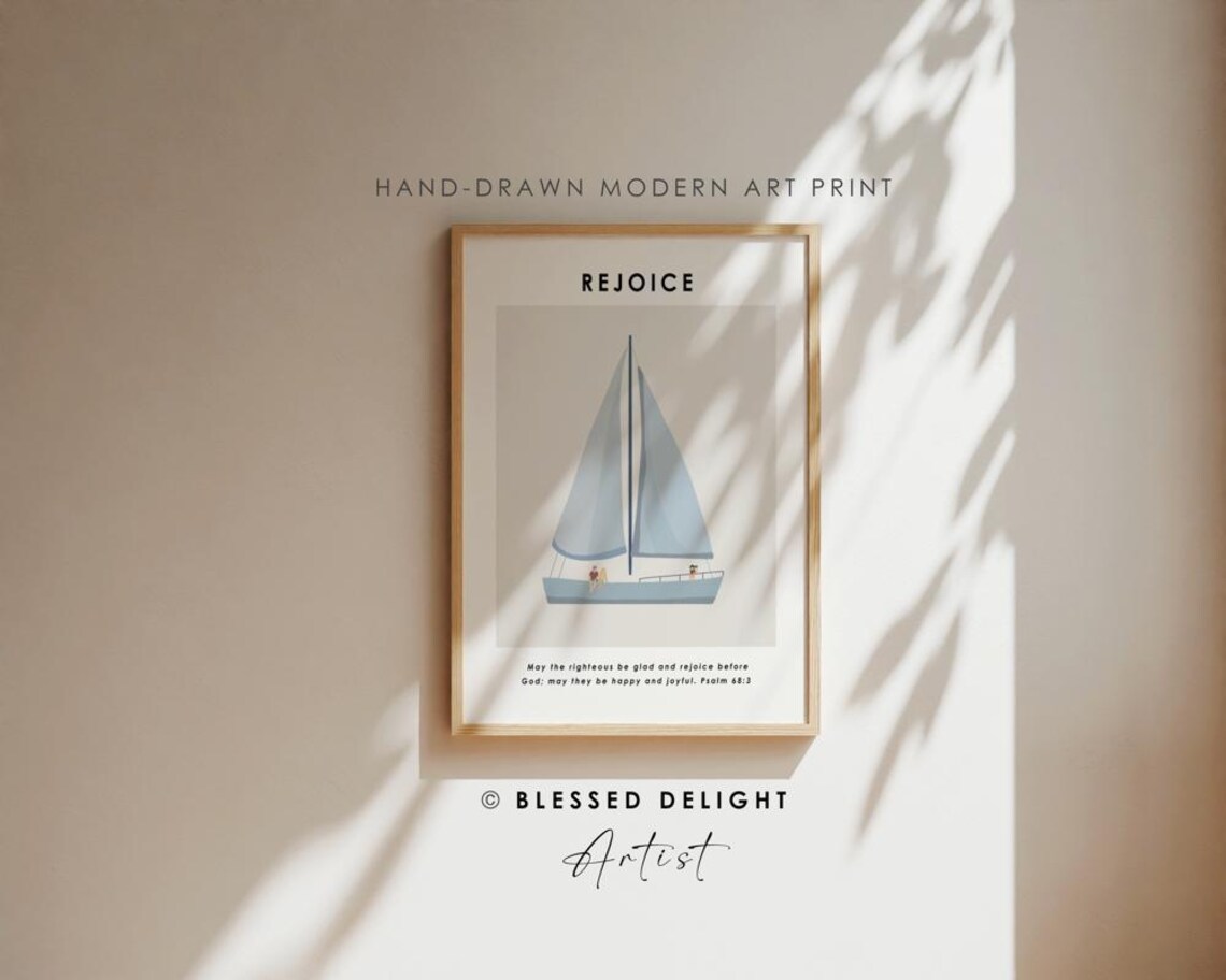 Christian Wall Art Sailboat Christian Gift With Scripture Artwork Ocean ...