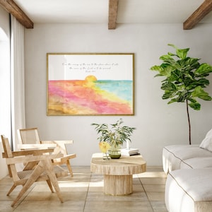 Watercolor Sunrise Painting Christian MODERN Colorful Wall Art Print ...
