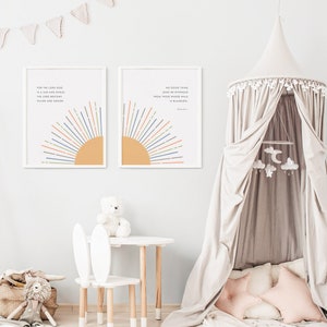 Christian Sun Rays MODERN Wall Art Set of TWO Psalm 84:11 Abstract ...