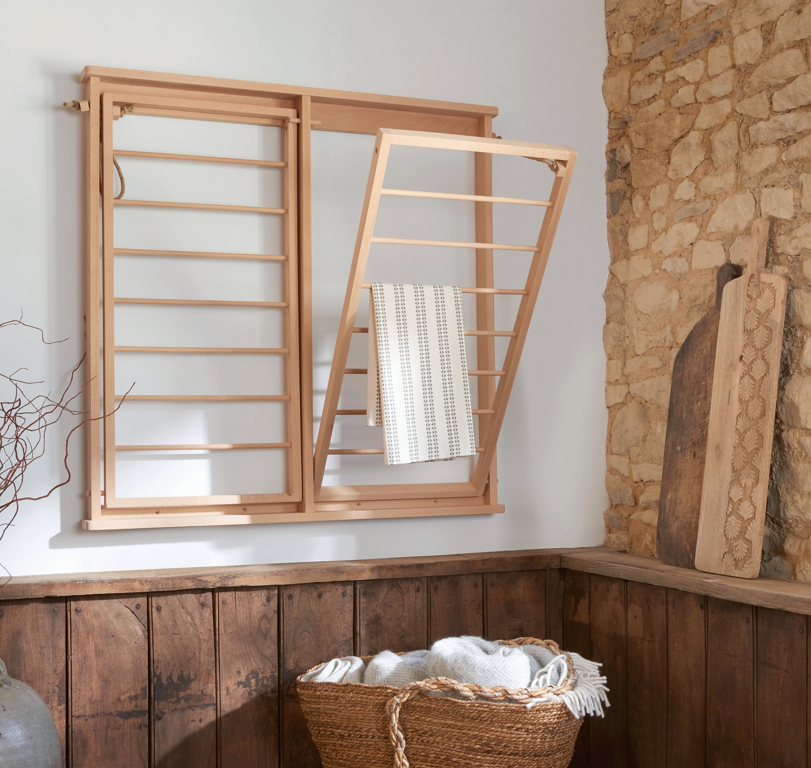 Beadboard Drying Rack | Wall Mounted Clothes Airer | Laundry Room Airer ...