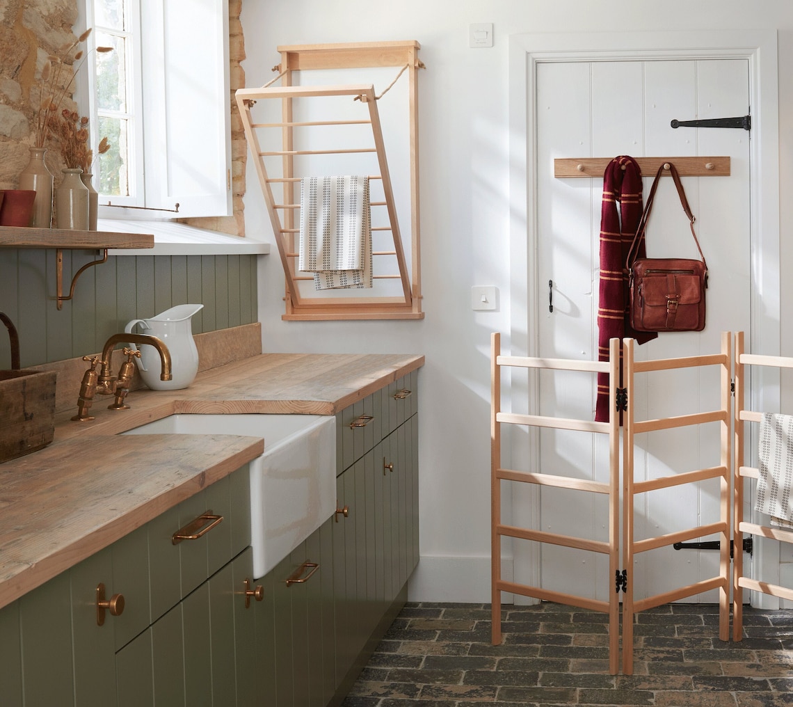 Beadboard Drying Rack | Wall Mounted Clothes Airer | Laundry Room Airer ...