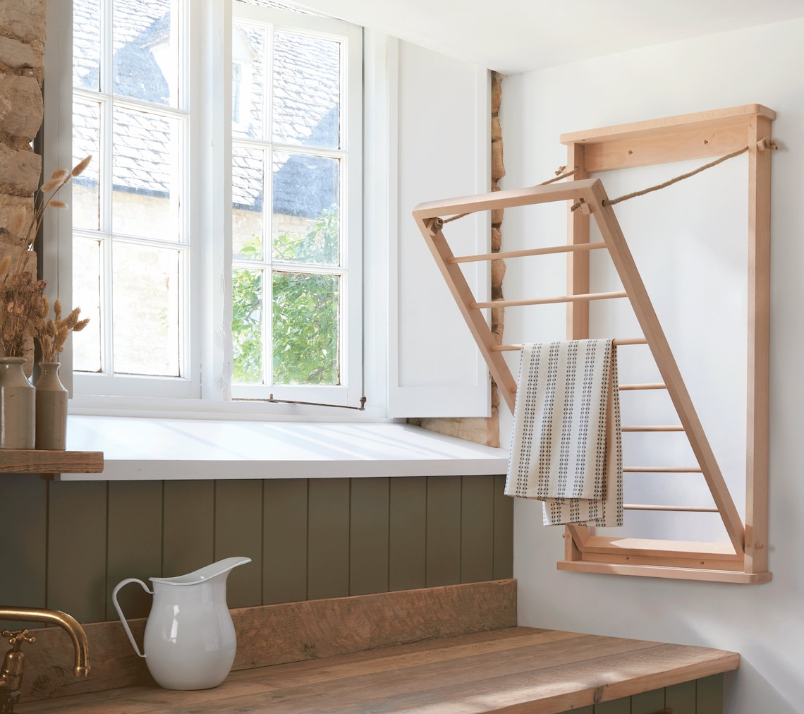 Beadboard Drying Rack | Wall Mounted Clothes Airer | Laundry Room Airer ...
