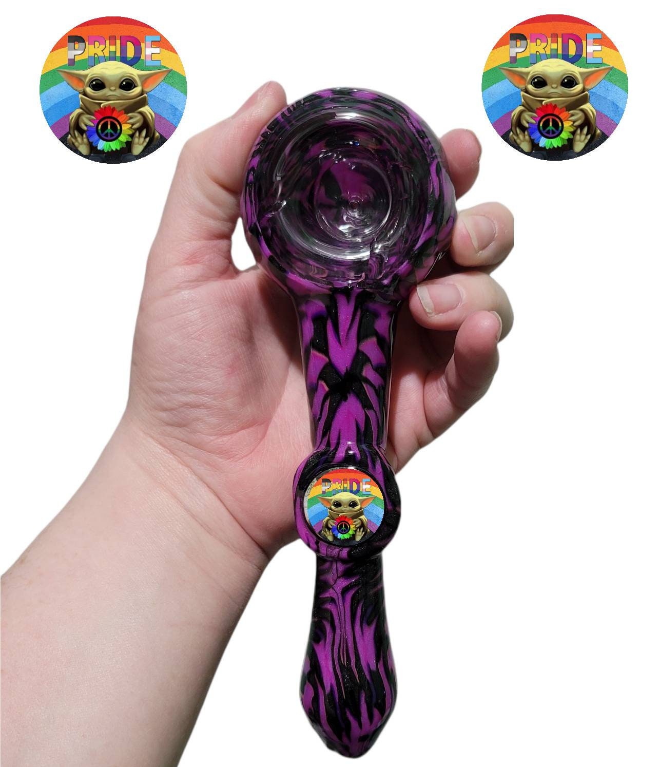 Custom Baby Yoda Rainbow Pride Smoking Pipe, Clay Pipe, Girly Pipes ...