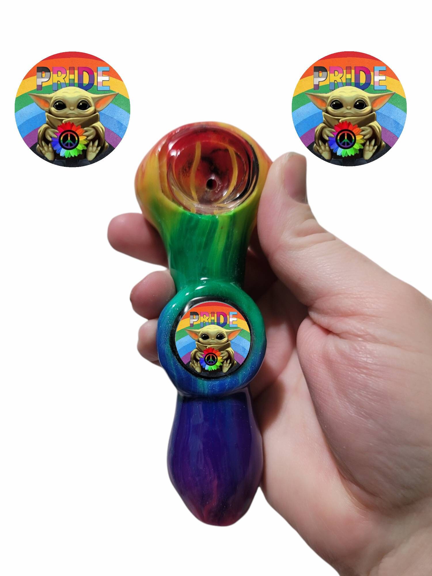 Custom Baby Yoda Rainbow Pride Smoking Pipe Clay Pipe Girly - Etsy