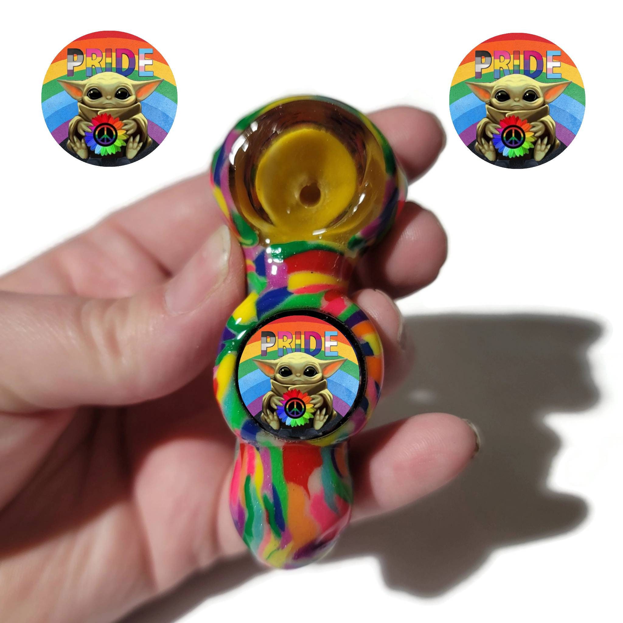 Custom Baby Yoda Rainbow Pride Smoking Pipe Clay Pipe Girly - Etsy