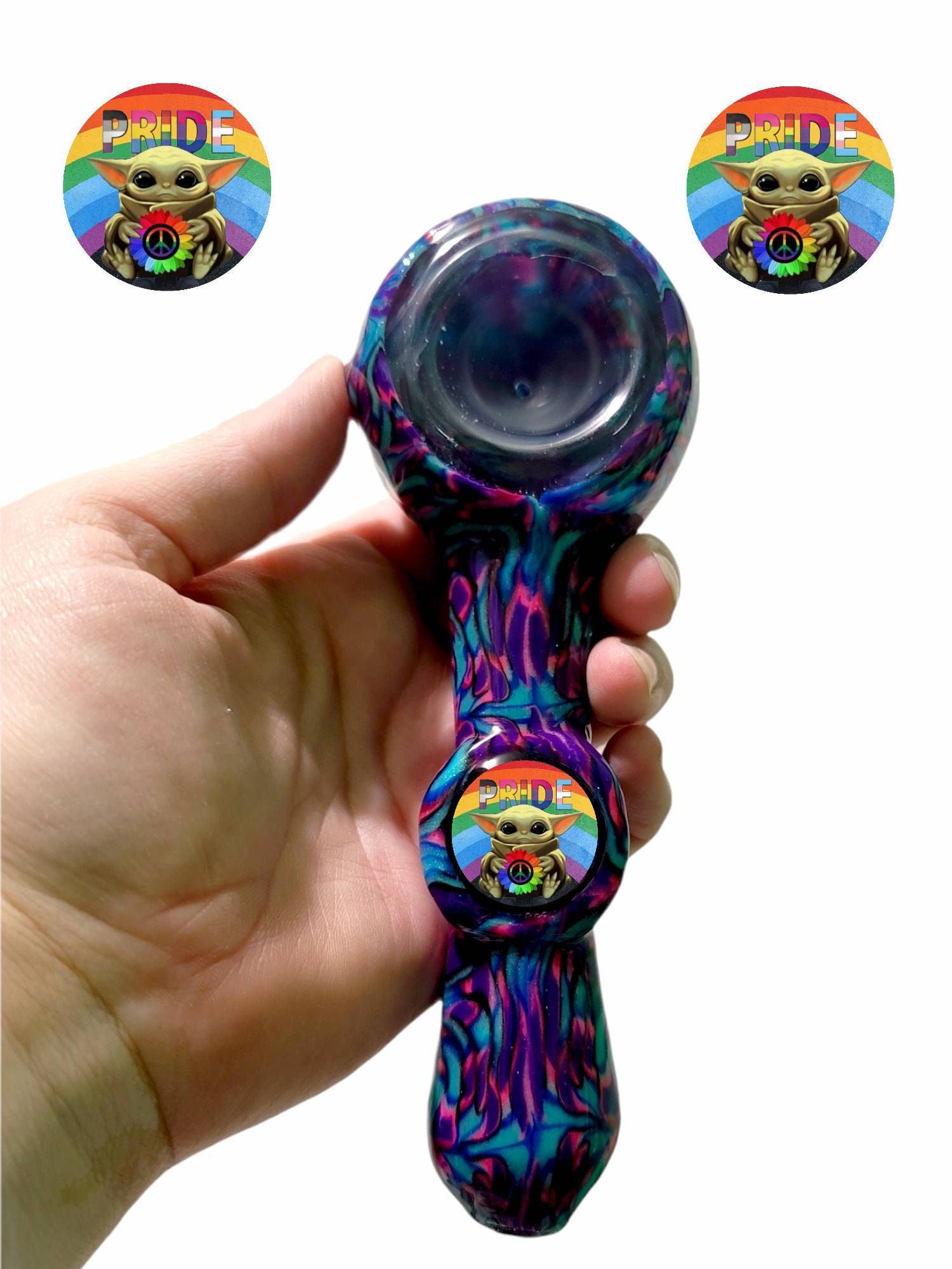 Custom Baby Yoda Rainbow Pride Smoking Pipe, Clay Pipe, Girly Pipes ...