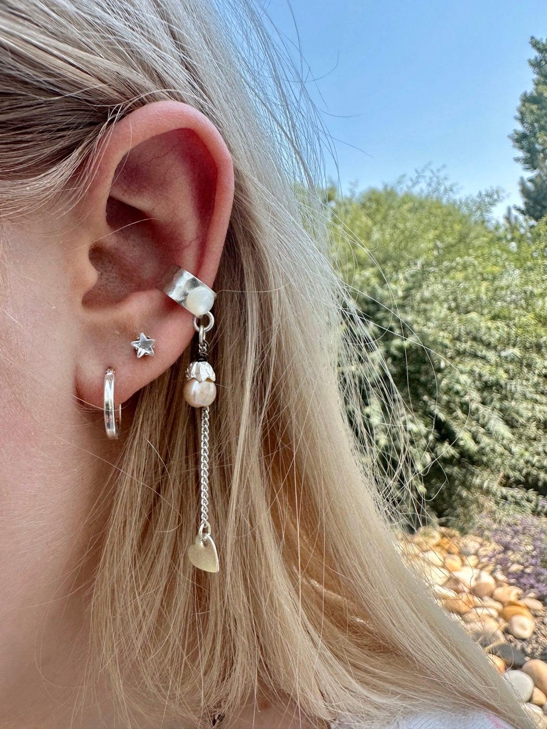 Mystic Mermaid Ear Cuff- Handmade Sterling Silver Plate Fresh Water ...