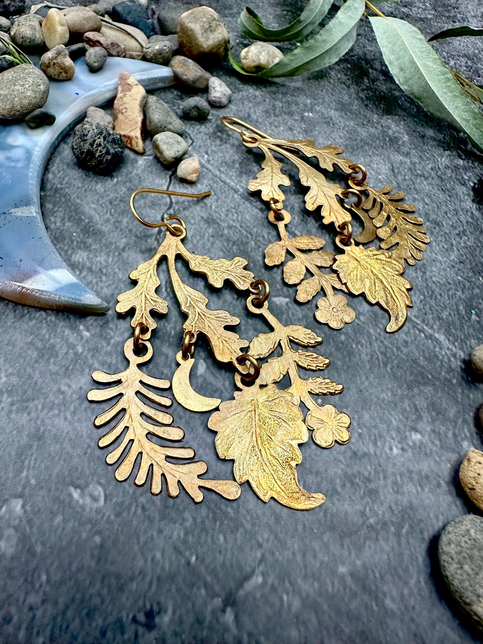 Harvest Moon Earrings- Handmade Beaten Solid Brass - Etsy