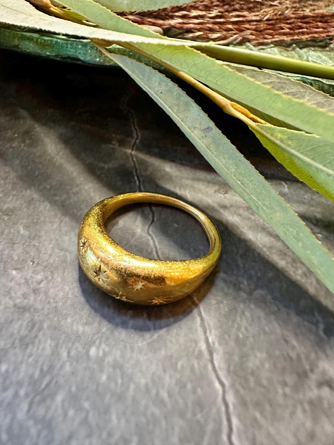 Night Skies- Domed Star Ring - 10k Gold Over Pewter - Size 8 - Etsy