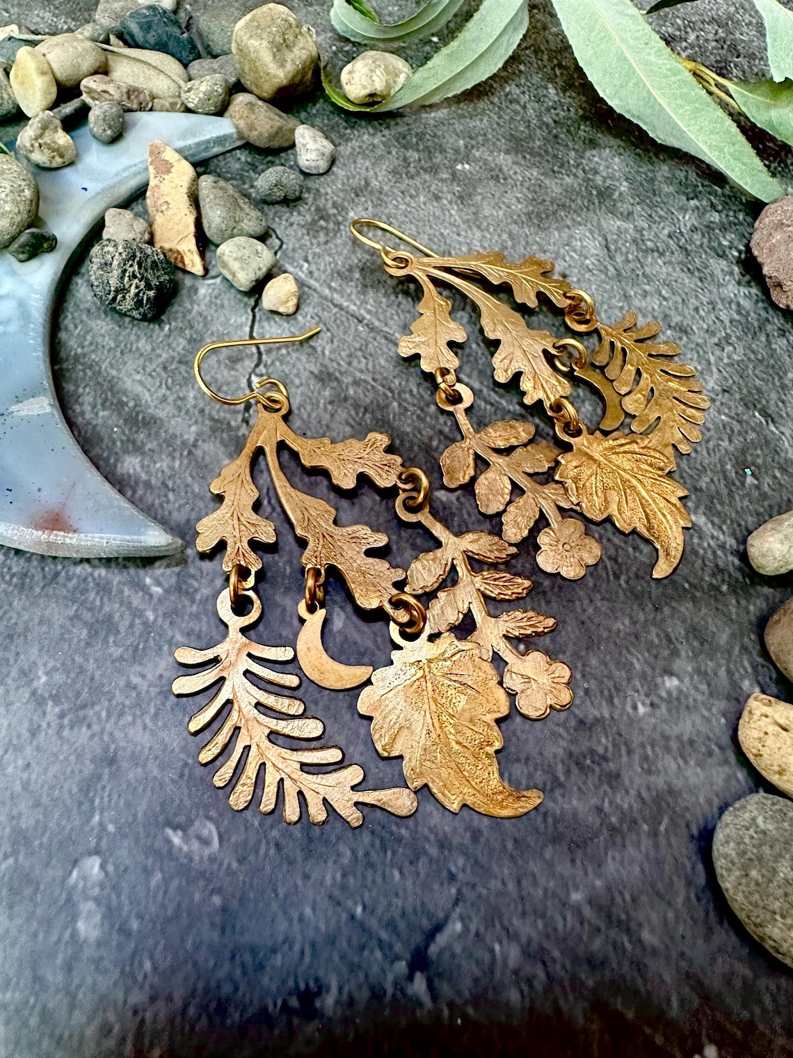 Harvest Moon Earrings- Handmade Beaten Solid Brass - Etsy