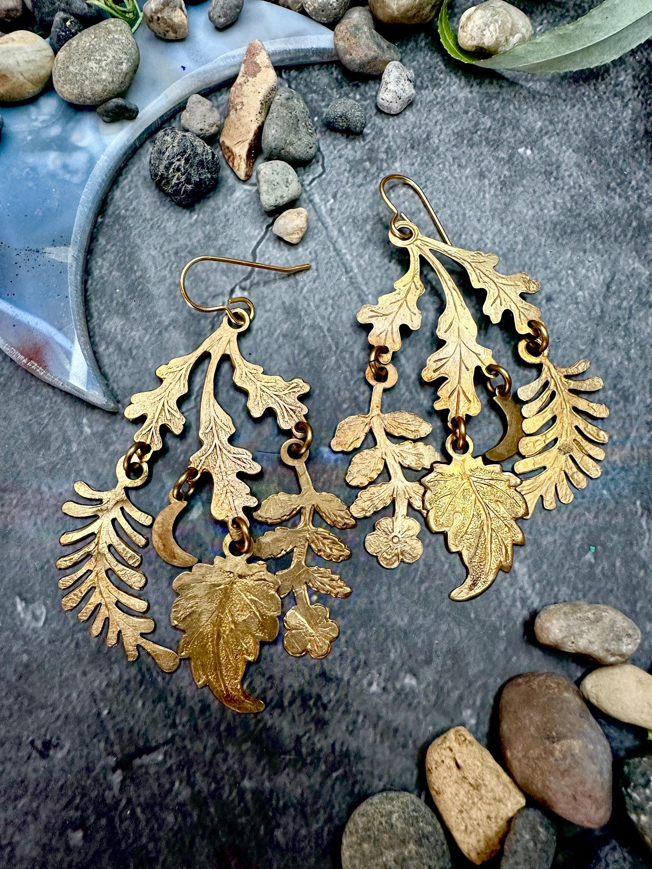 Harvest Moon Earrings- Handmade Beaten Solid Brass - Etsy
