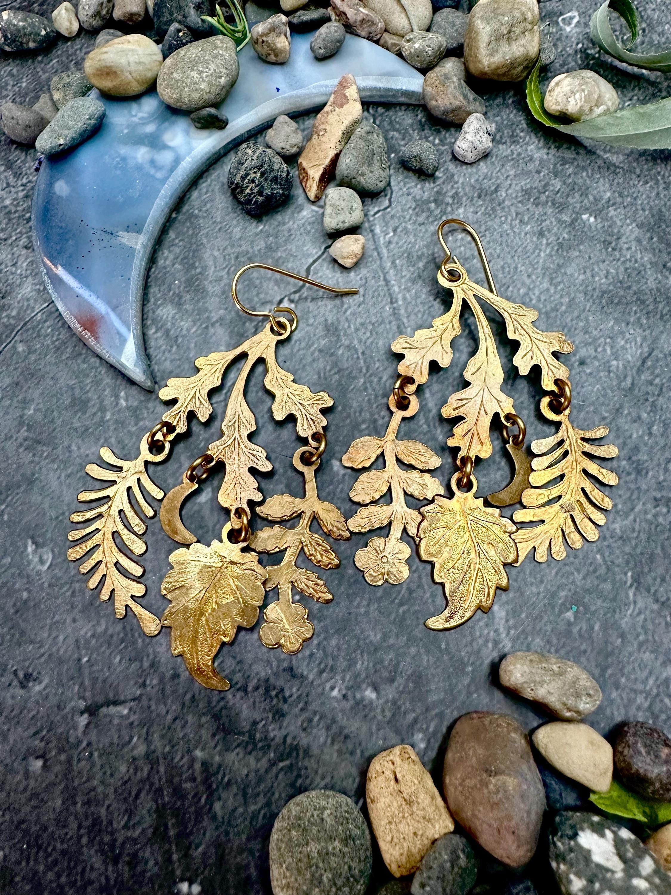 Harvest Moon Earrings- Handmade Beaten Solid Brass - Etsy