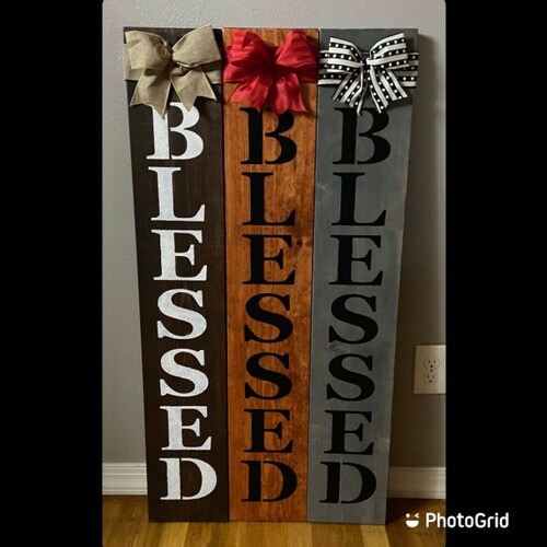 Thankful Blessed Bouquet Porch Sign - Etsy