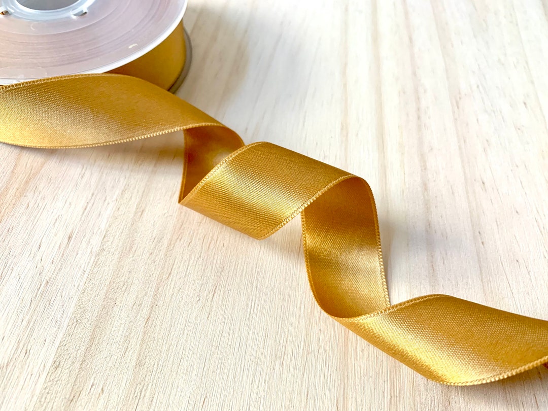 Gold Satin Ribbon 25 Mm (1") - Double Faced Deep Gold Satin Ribbon ...