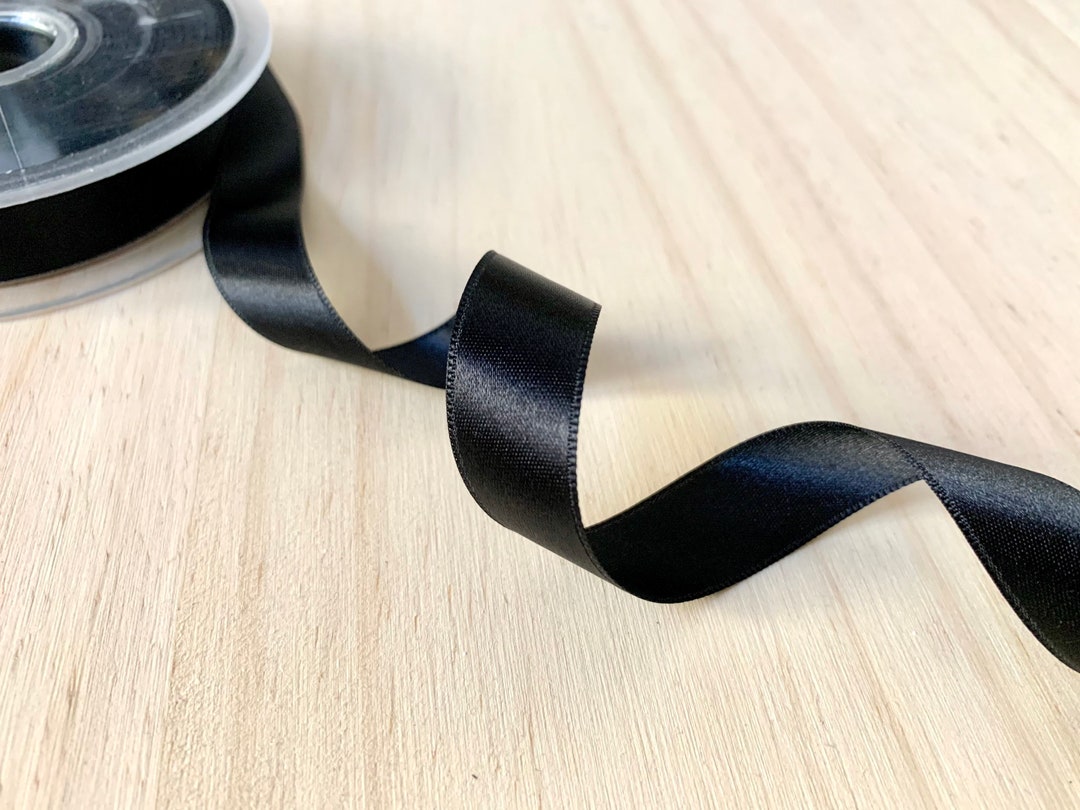 Black Satin Ribbon 16mm 5/8 Double Faced Pure Black Satin Ribbon Thin ...