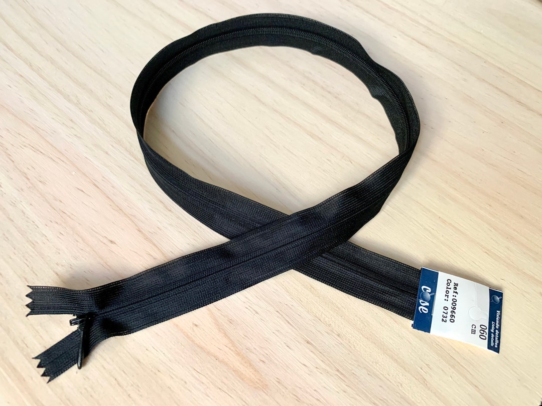 Black Invisible Zipper 60cm / 24" - Long Black Concealed Zipper ...