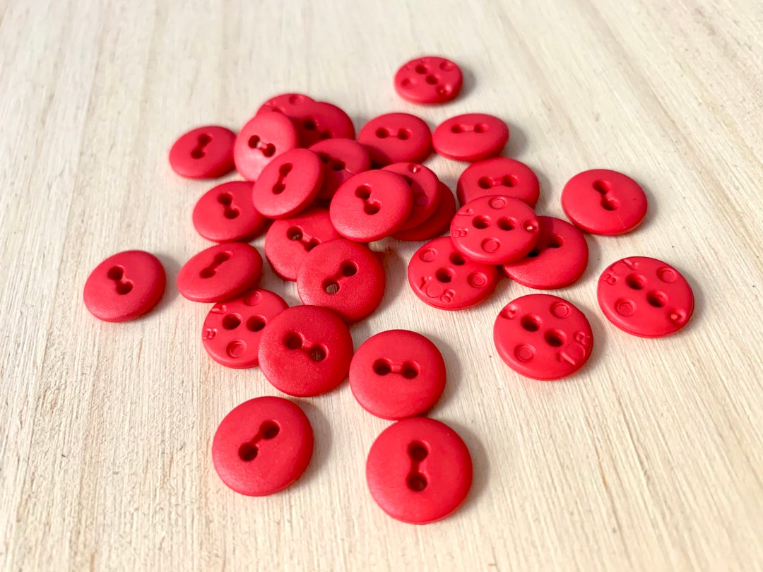 Red Plastic Shirt Buttons 12 Mm (1/2") - Two-hole Simple Red Matte ...