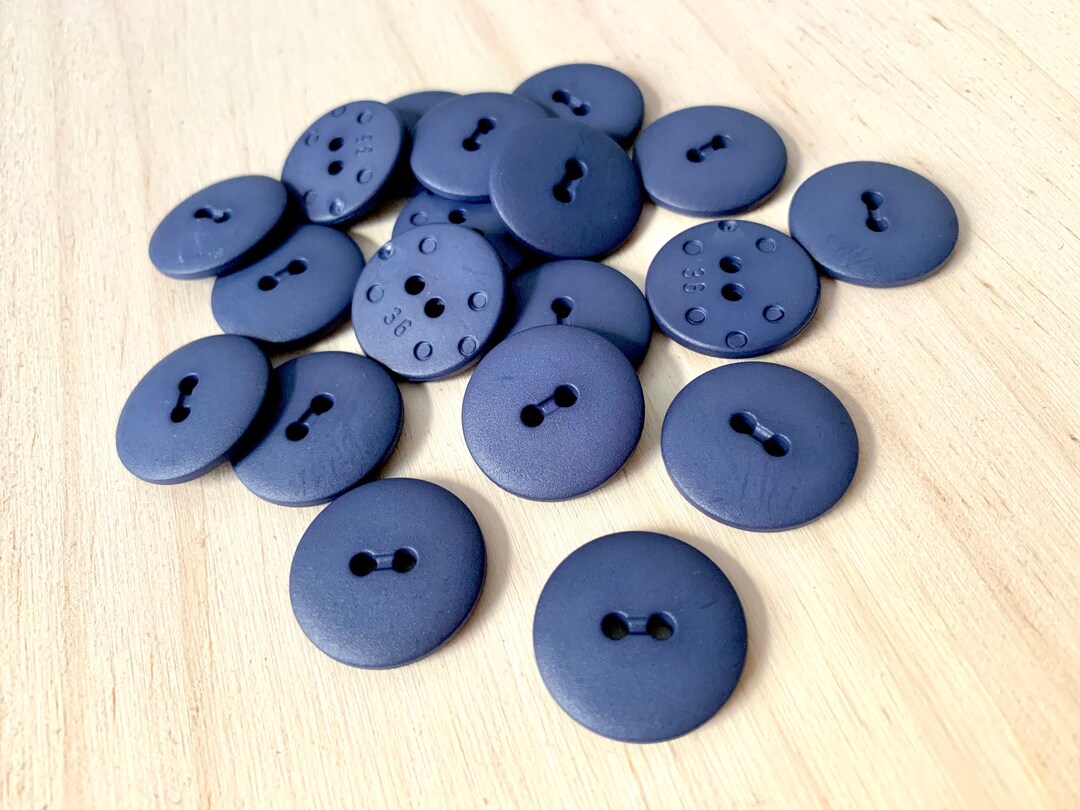 Marine Blue Plastic Shirt Buttons 24 Mm (0.94") - Two-hole Simple Dark ...
