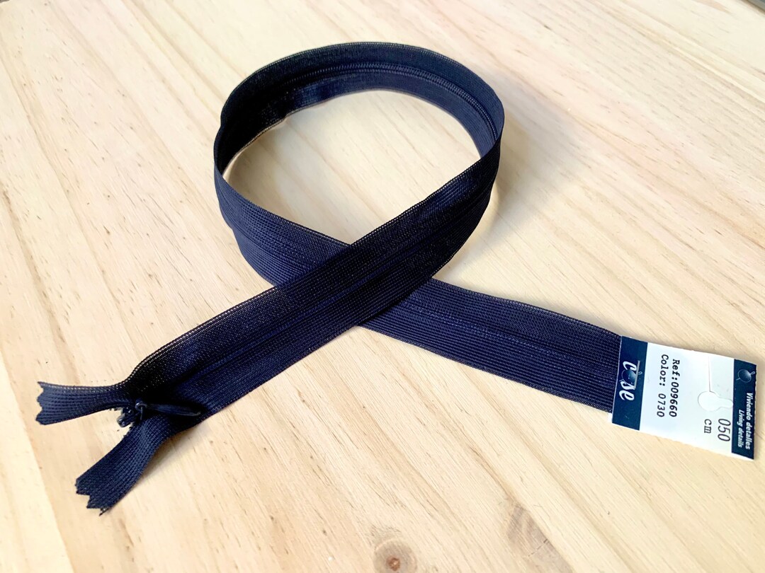 Marine Blue Invisible Zipper 50cm / 20" - Long Midnight Blue Concealed ...