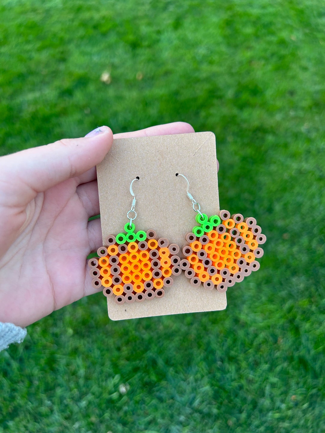Pumpkin Perler Bead Halloween Earrings - Etsy