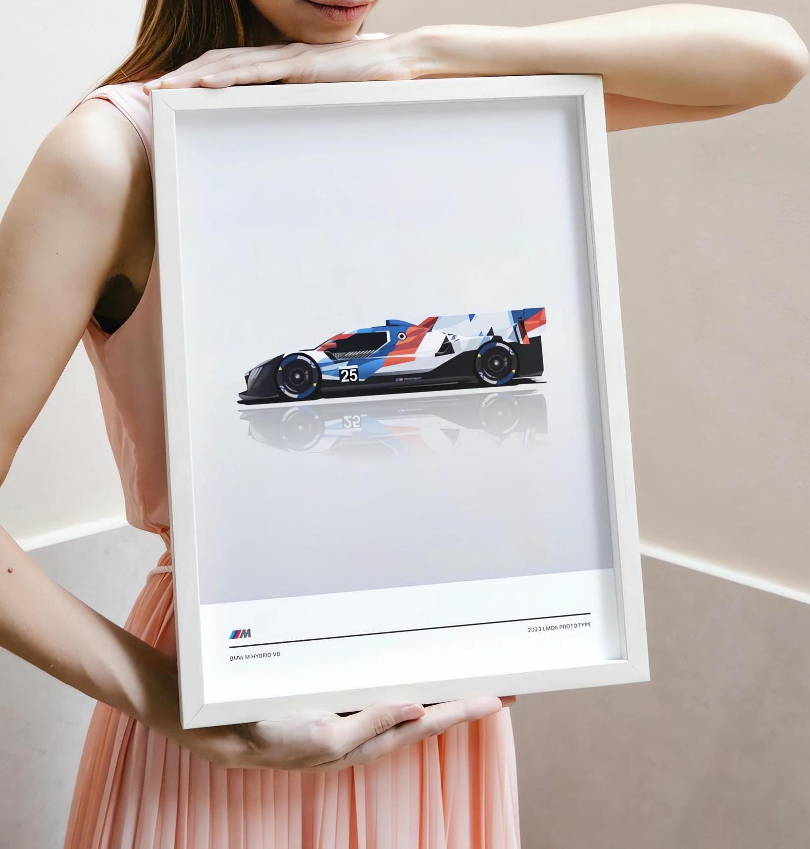 BMW M Hybrid V8 Hypercar Car Poster, Hand Illustrated Wall Art Print ...