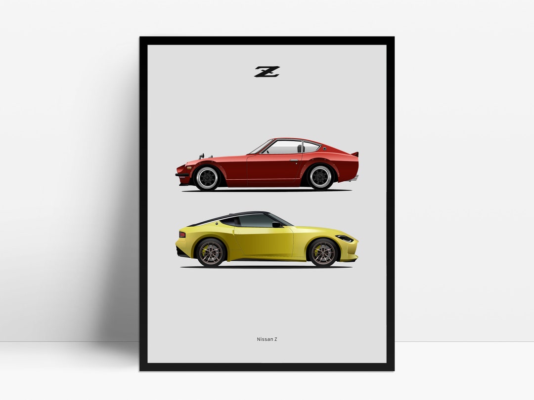 Nissan Fairlady Z X Datsun 280Z Car Poster, Illustrated Wall Art Print ...