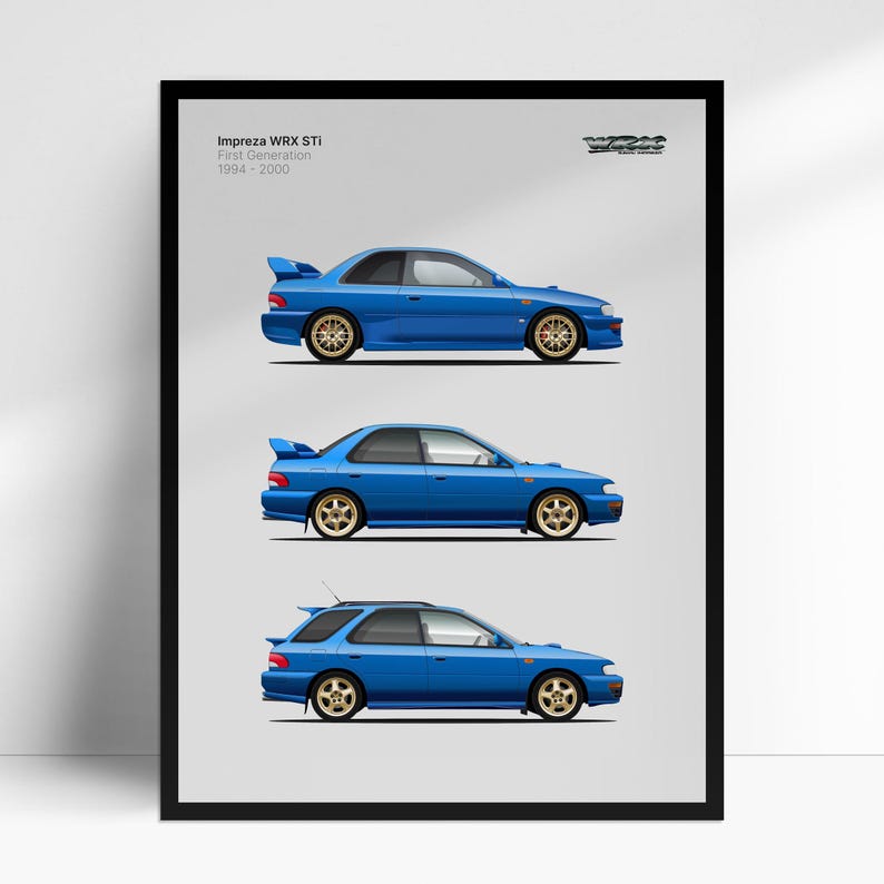 Subaru Impreza WRX STI First Generation coupe, Sedan, Wagon Car Poster ...