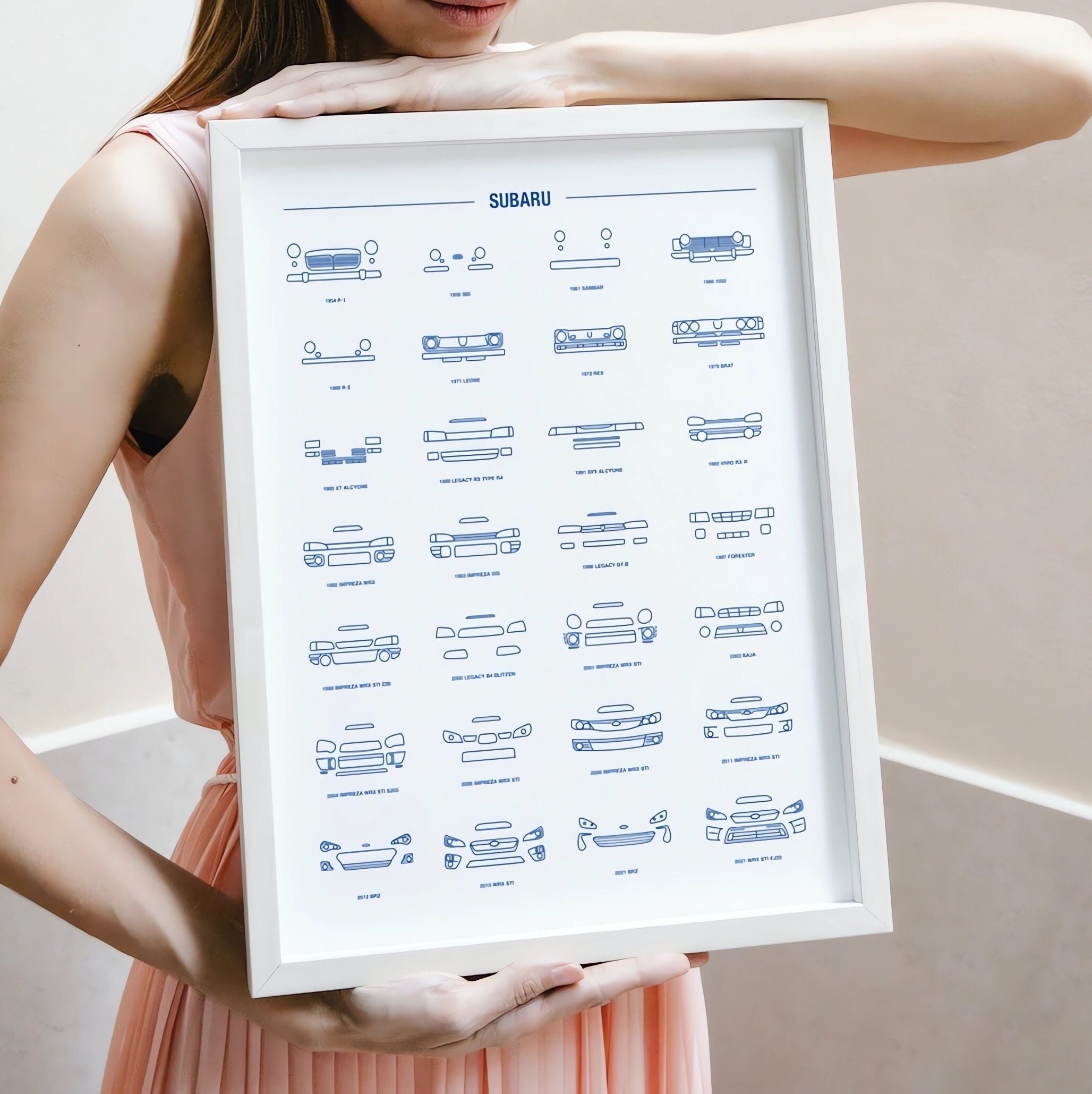 Subaru History, Timeline, Generations Car Models Poster, Hand ...