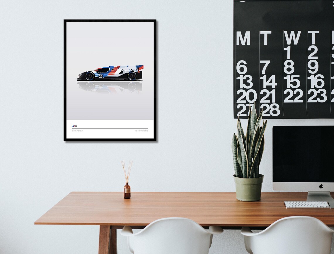 BMW M Hybrid V8 Hypercar Car Poster, Hand Illustrated Wall Art Print ...