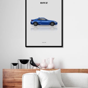 2022 Subaru BRZ Car Poster, Illustrated Wall Art Print, Decor Gift for ...