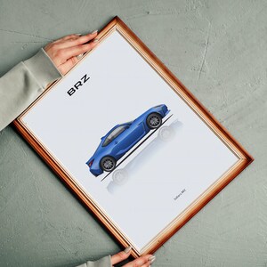 2022 Subaru BRZ Car Poster, Hand Illustrated Wall Art Print, Decor Gift ...
