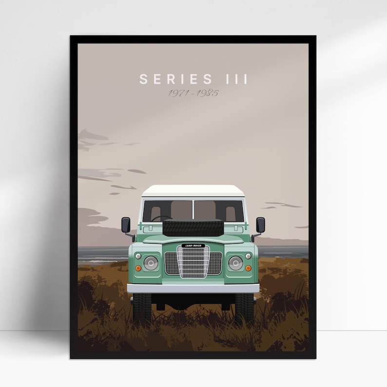 Land Rover Series 3 (III) Car Poster, Hand Illustrated Wall Art Print ...