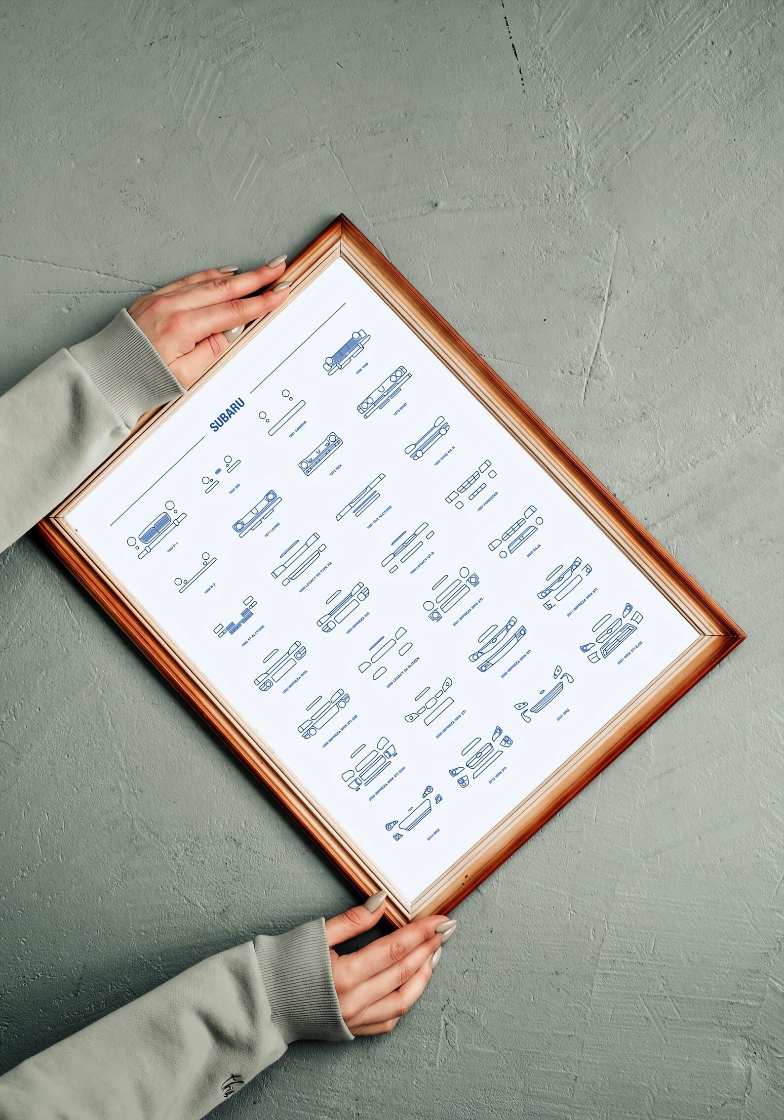 Subaru History, Timeline, Generations Car Models Poster, Hand ...