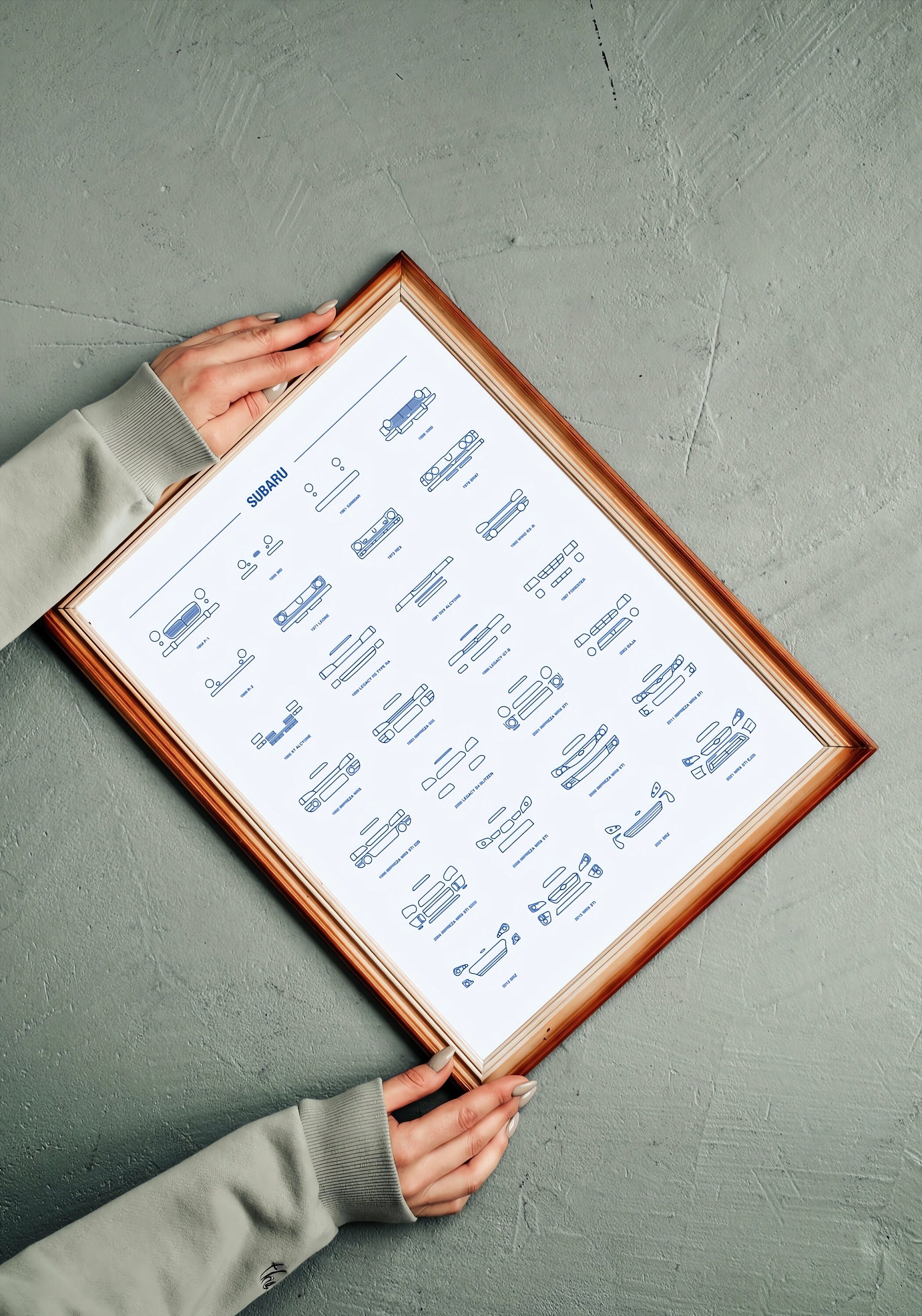 Subaru History, Timeline, Generations Car Models Poster, Hand ...